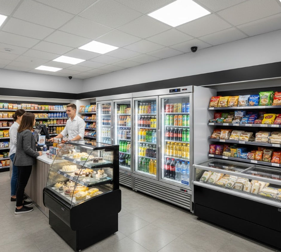 What size 2 door commercial fridge is suitable for a convenience store
