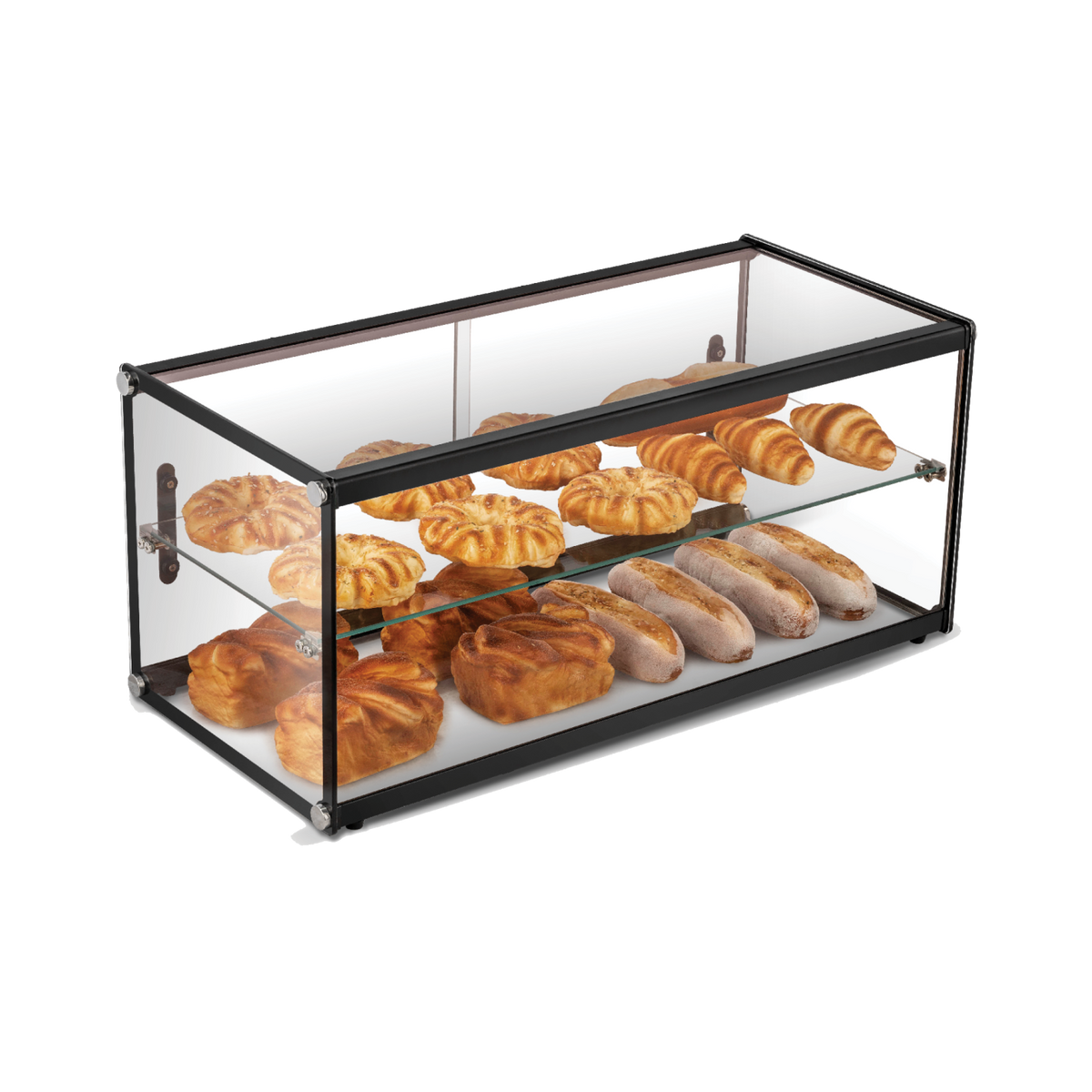 Exquisite Two Tiers Flat Glass Ambient Cake Display CD90