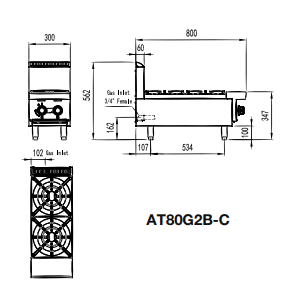 Cookrite 2 Burner Cook Top AT80G2B-C
