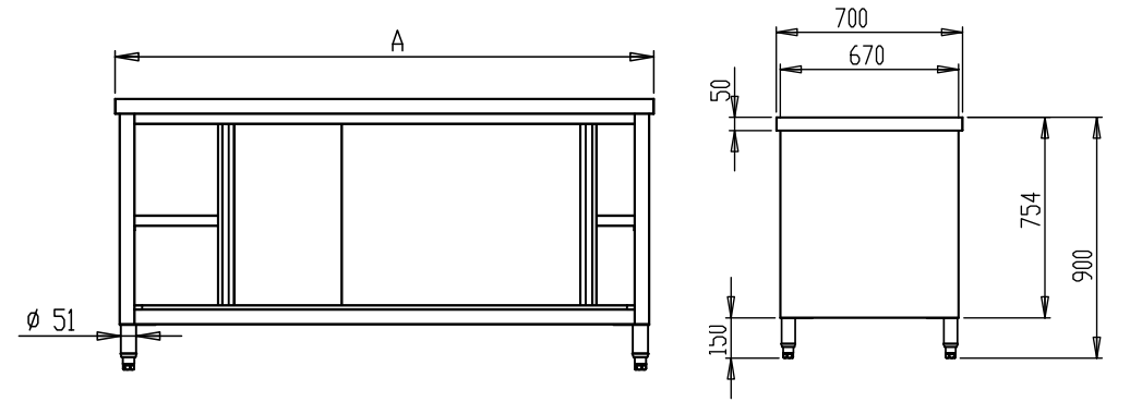 FED Kitchen Tidy Workbench Cabinet DTHT6-1800-H