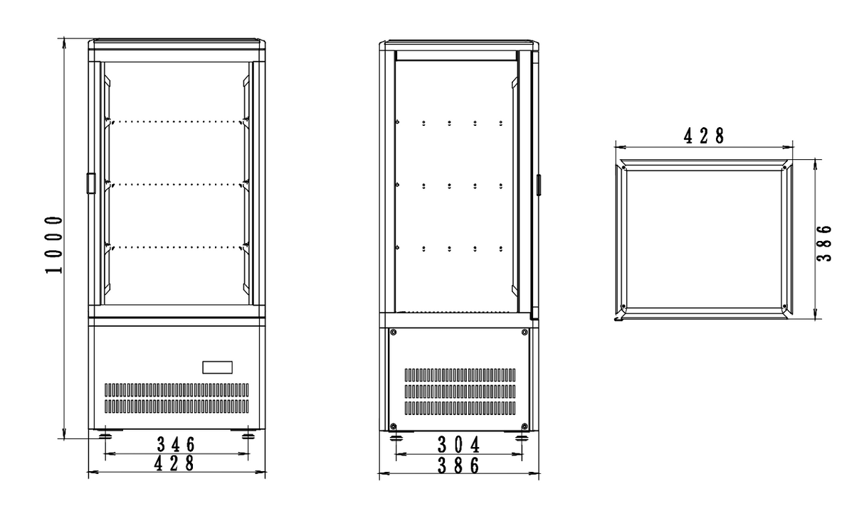 Thermaster Countertop Display Fridge Black Four-Sided - TCBD78B
