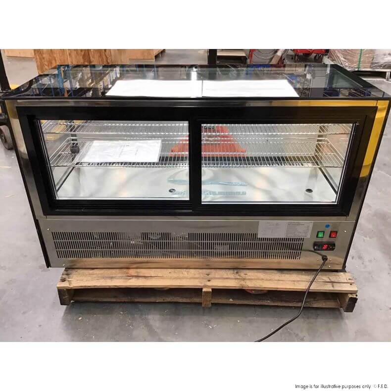 Ex-Showroom: Counter top square 2 Shelves Glass cold food display - GN