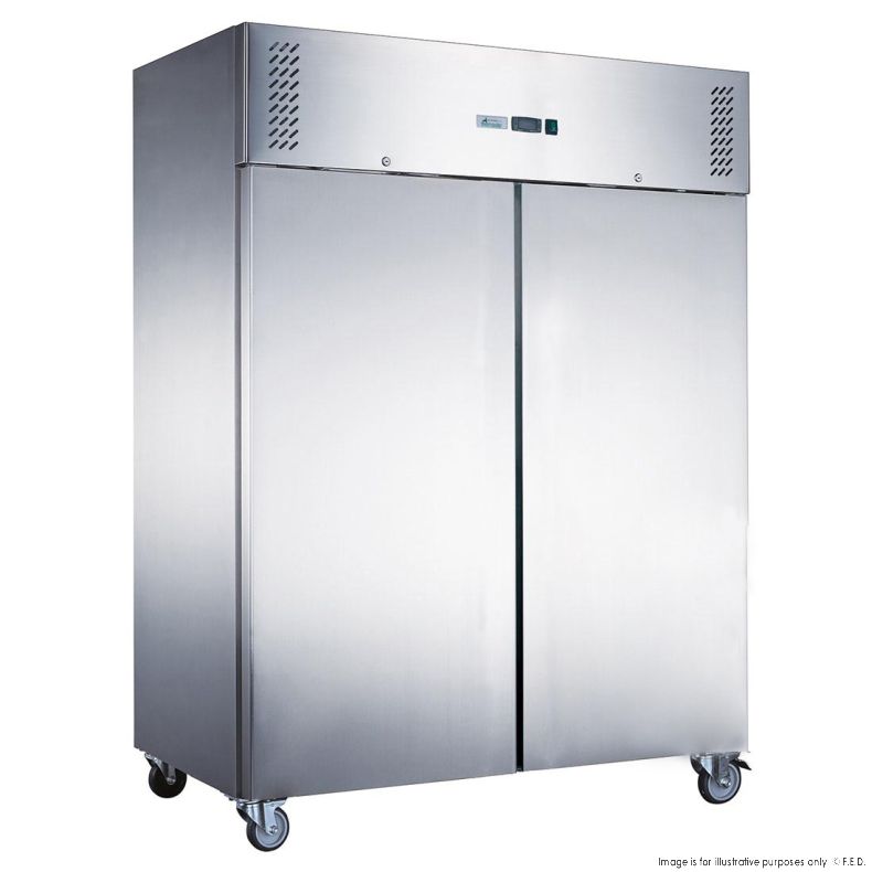 Ex-Showroom: FED-X S/S Two Full Door Upright Freezer - XURF1200SFV-NSW