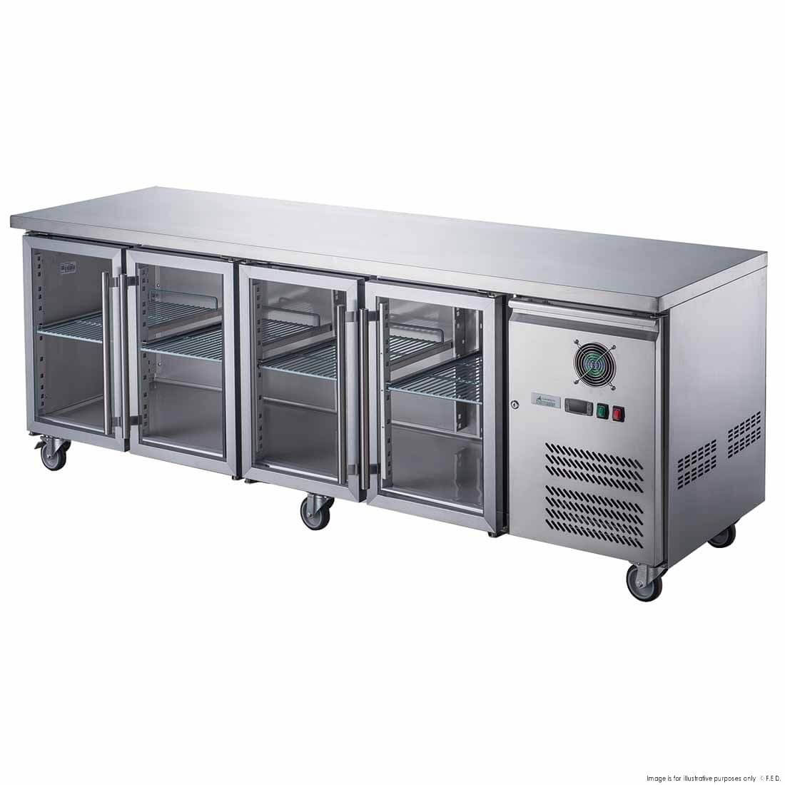 FED-X Four Glass Door Bench Fridge - XUB7C22G4V