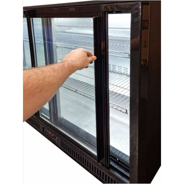 AG Three Sliding Door Bar Fridge - Black Body & Doors 3BBR-S